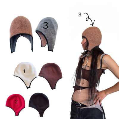 雀斑脸2026AW秋冬新款100%羊毛针织保暖护耳帽撞色双面戴防风帽