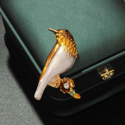 XKDDCT韩风小众防走光喜鹊扣珐琅
