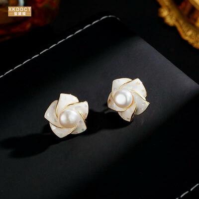 XKDDCT新款淡水珍珠耳环女滴釉