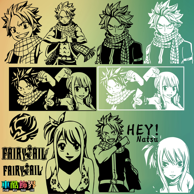 卡通动漫妖精的尾巴FAIRY TAIL纳兹露西哈比猫汽车机箱痛车贴纸_虎窝淘