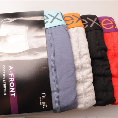 英国N家男款纯棉平角内裤四角裤一卡四条装AFRONT长款颜色随机