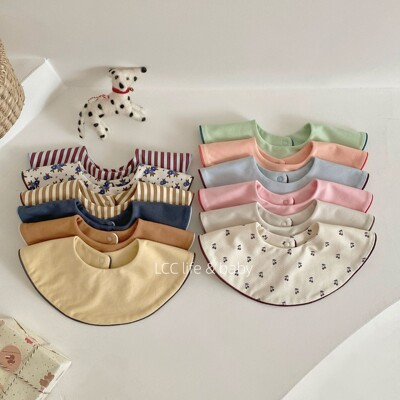 KY同款婴儿口水巾纯棉A类吸水宝宝双面滚边款围嘴圆形围兜四季款