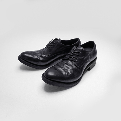 Aucun FootWear / 水洗胎牛皮全真皮增高尖头德比皮鞋
