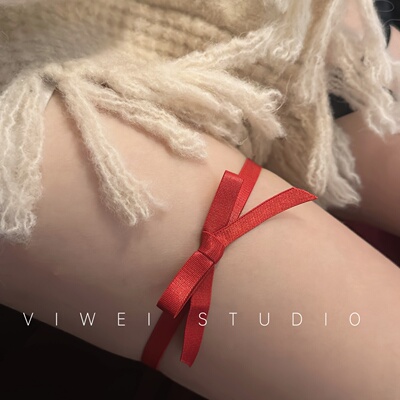 「Tia同款」纯欲风暗黑简约腿环ins舞台表演jk大腿弹力蝴蝶结腿环