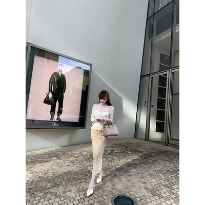 With 99jiu【京城贵女】初秋轻奢法式半身裙女气质百搭蕾丝包臀裙