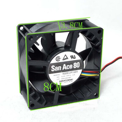 三洋SanAce 80 8038 8厘米cm 12v 1.1A 大风量滚珠风扇80*80*38MM