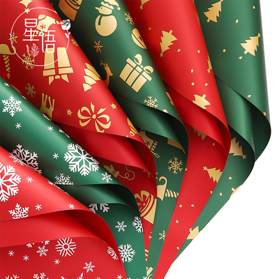 圣诞节包装纸防水花束包花纸