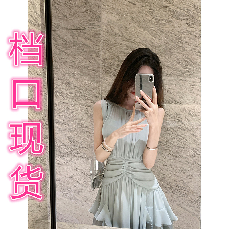 JustQin调感岛屿2025新款夏装收腰雪纺裙子短裙连衣裙女气质