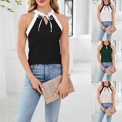 Slim sleeveless temperament halterneck vest 无袖气质挂脖背心