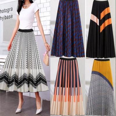 Hot selling skirt with pressed pleated skirt  半身压褶百褶裙