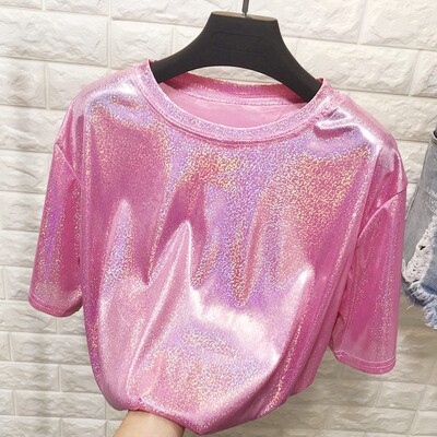 Glittering reflective loose T-shirt for women闪闪反光宽松T恤