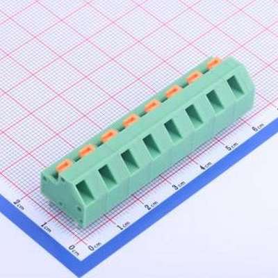 KF237-7.62-8P 弹簧式接线端子 1x8P 7.62mm 每排P数:8 排数:1 插