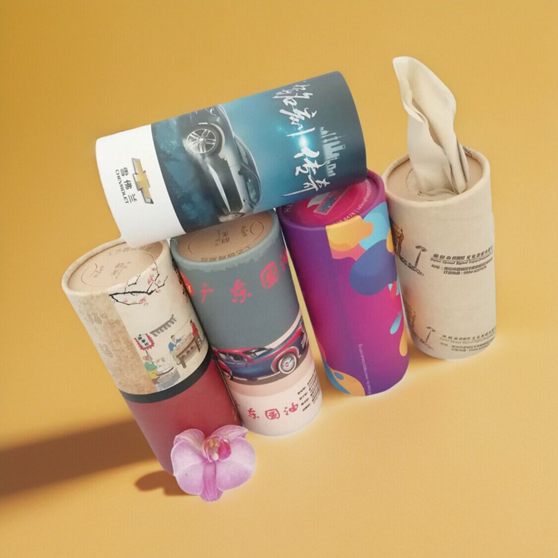 厂家圆筒纸巾定制音乐酒馆抽纸巾牛皮纸盒纸巾酒吧桶装车载面巾纸