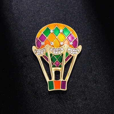 欧美时尚滴油立体彩色热气球合金水钻胸针别针西装brooch男女同款