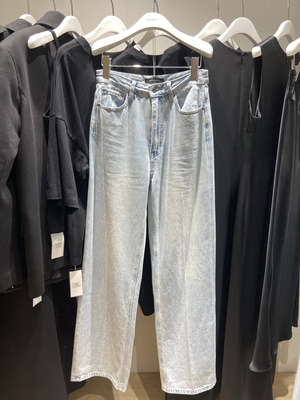 IRENE MILADY2025春夏裤子休闲直筒口袋百搭纯色牛仔裤51315#