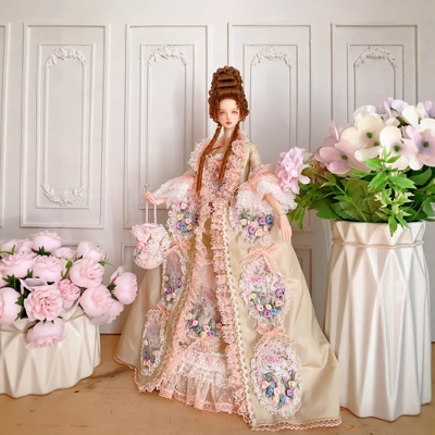 六分洛可可宫廷娃衣六件套FR尺寸睹尔梦凡PP芭比公主花朵礼服定制