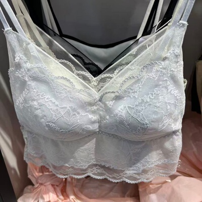 美月馨6251法式蕾丝美背吊带镂空内衣抹胸女聚拢无钢圈一体杯文胸