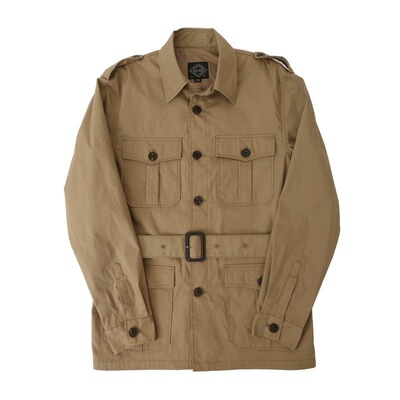 复古四袋猎装夹克腰带尖领户外