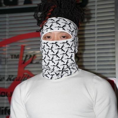 TGFCLUB 双色logo满底提花针织弹力美式街头全面面罩头套
