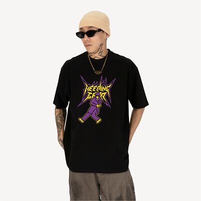 KeepingGear新款“Electro Groove”潮牌嘻哈短袖黑白街舞小领口