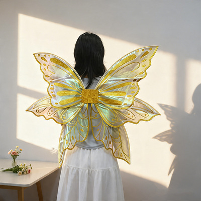 大号六叶烫金闪光蝴蝶翅膀拍照