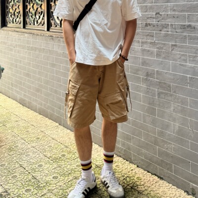 纯棉宽松直筒工装短裤