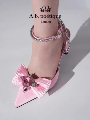 A.b.poetique时装鞋 少女的心跳水钻蝴蝶结甜美浪漫优雅高跟鞋秋