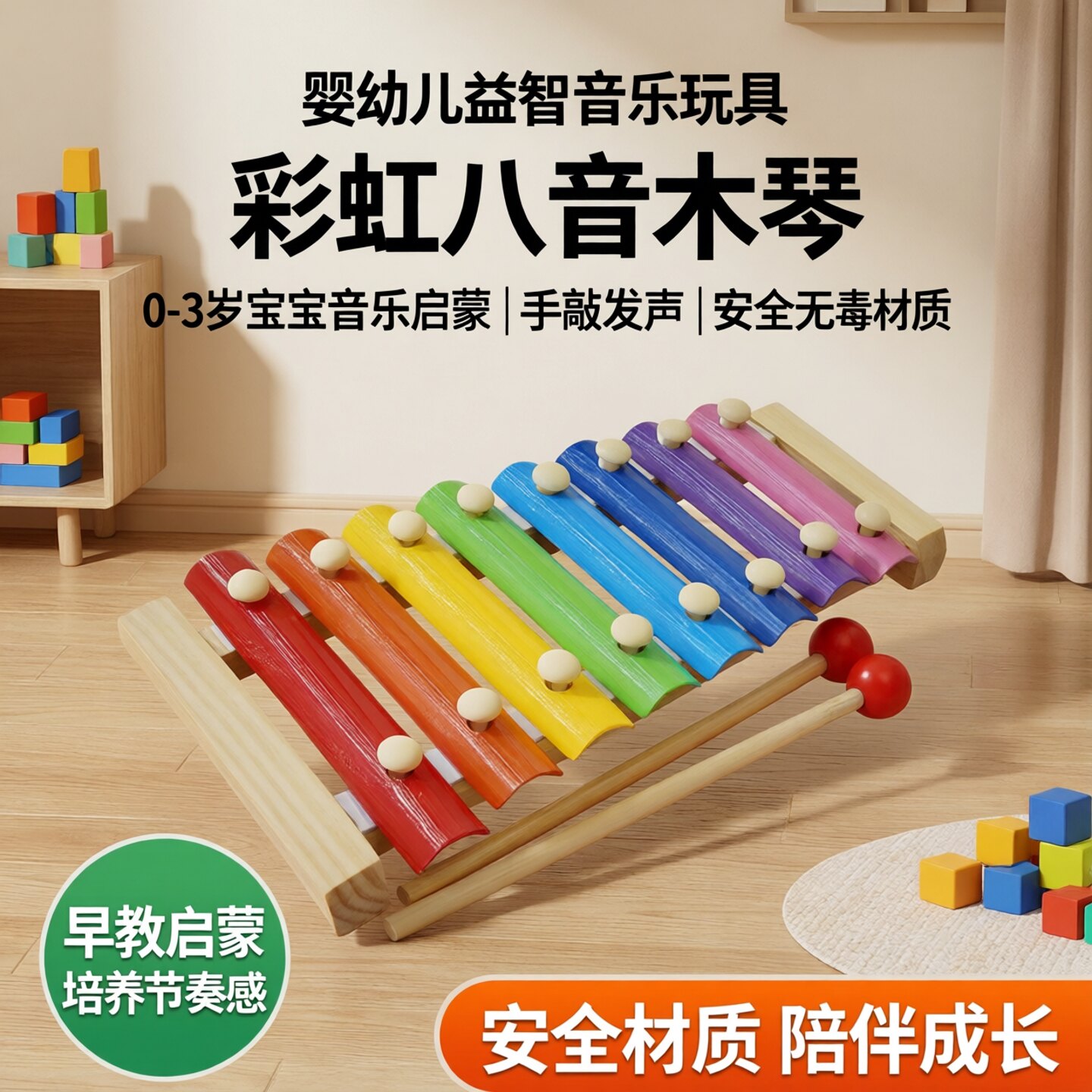 婴幼儿童手敲琴8个月宝宝益智音乐早教玩具1-2-3周岁八音木琴积木