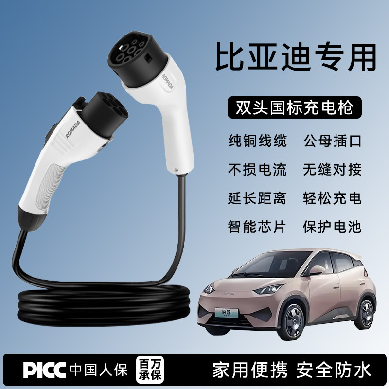 适用比亚迪海鸥/驱逐舰05/护卫舰07充电桩枪延长线公母头新能源