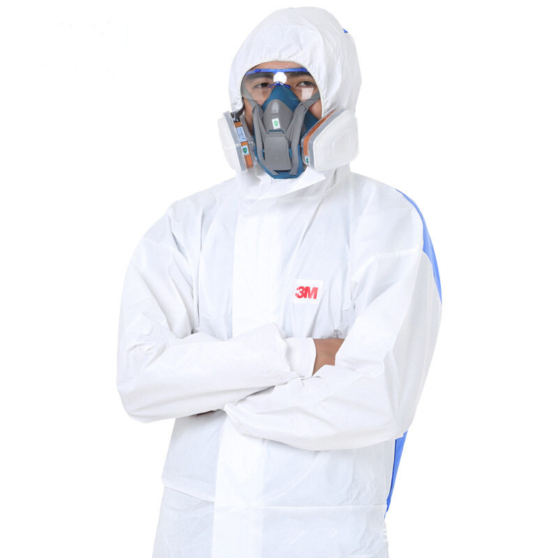 3M 4535白色带帽连体防护服透气背部_虎窝淘
