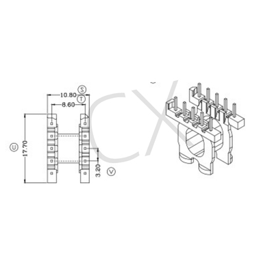 ATQ17高频变压器电源铁氧体磁芯骨架卧式5+5针
