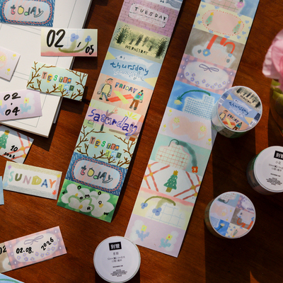 别管便签卷日期风景可书写便签贴