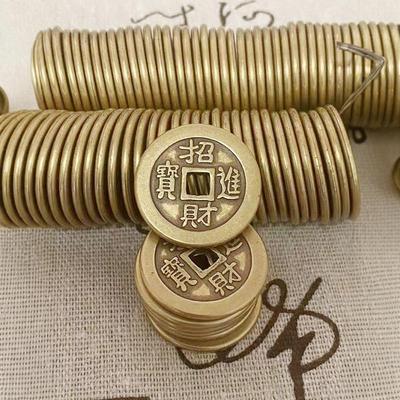 纯铜招财进宝2.5加厚铜钱金蟾口钱仿古花钱压门槛铜钱办公室摆件