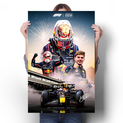 F1红牛二队Max Verstappen赛车海报复古人物装饰画卧室赛车壁画