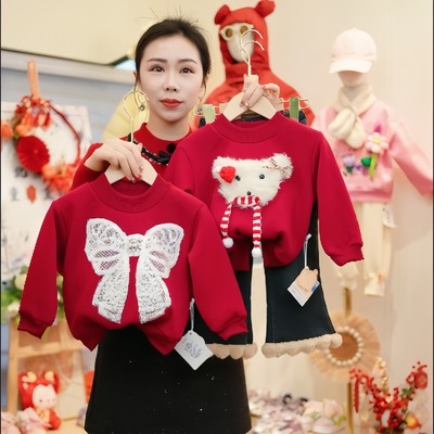 儿童加绒加厚卫衣保暖衣拜年服