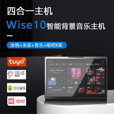 华尔思10寸智能家居涂鸦背景音乐主机系统接8个吸顶喇叭音响控制