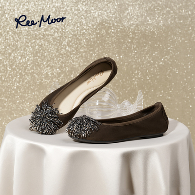REEMOOR流苏水钻浅口平底单鞋