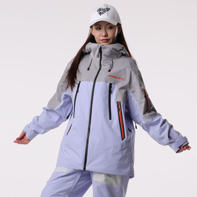 撞色连帽保暖女款滑雪服