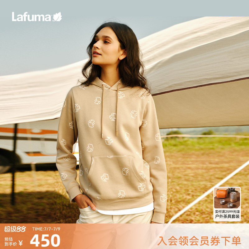 法国LAFUMA乐飞叶户外跑步健身休闲连帽印花卫衣女运动慢跑上衣