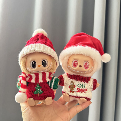 RMAX三代通穿Labubu衣服盲盒搪胶拉布布娃衣坐坐派对新年毛衣套装