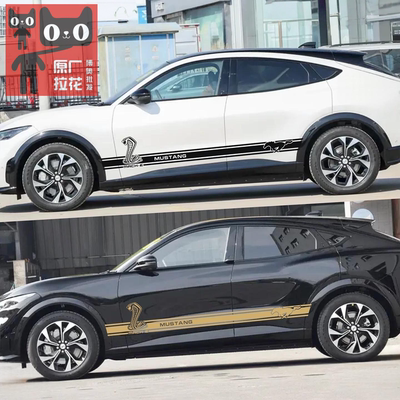 适用福特电马车贴拉花电马GT MUSTANG MACH改装侧裙装饰彩条贴纸