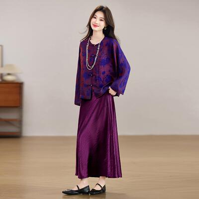 裙时尚闲套装春新款女装复古秋新YY656-01中式上衣半休两件套裙