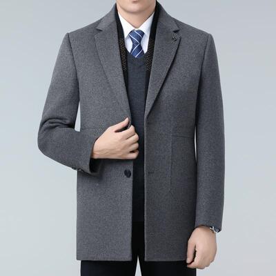 冬胆季双男呢羊绒大衣羊毛呢子中长款西装领面毛呢15513-KL脱卸羽