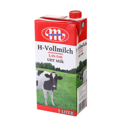波兰进口全脂牛奶纯牛奶1L*12盒整箱Mlekovita奶泡茶饮烘焙咖啡