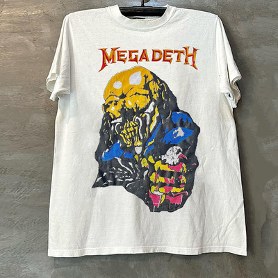 Megadeth骷髅手绘印花短袖