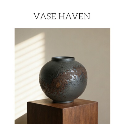 宋式美学侘寂风月亮陶罐禅意花瓶