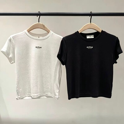【act系列】正品正肩T恤2026夏新品天丝醋酸短款MBF2TEE007