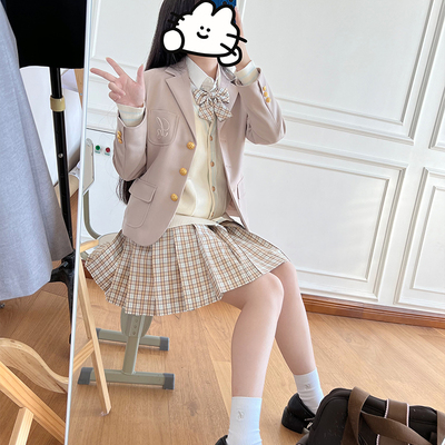 PINOPOCKET口袋商店【小杏奈】全涤jk制服百褶裙+同格平角领结