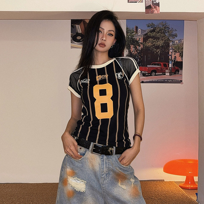 美式潮流复古修身短袖女