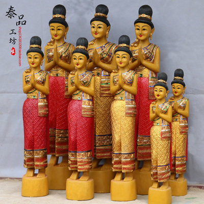 泰国迎宾雕塑人物落地餐厅工艺品